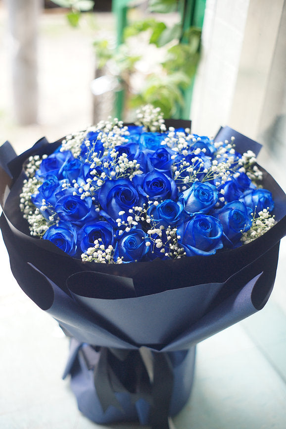 Blue Flowers Bouquet Everlasting Flower Bouquet Regular Blue