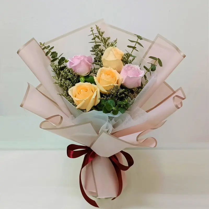 5 Peach and Purple Rose Bouquet | Same-Day Delivery In Dubai